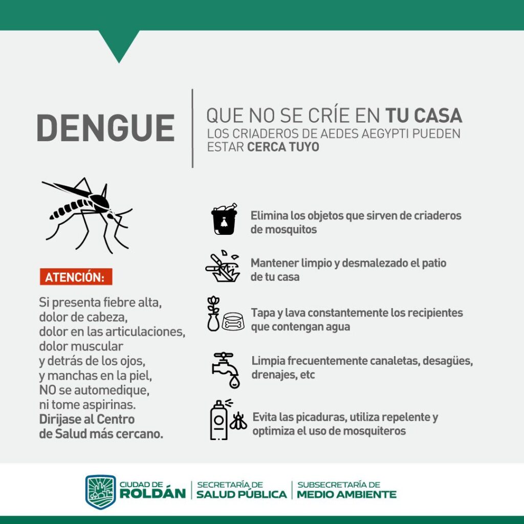 DENGUE: RECOMENDACIONES PARA PREVENIRLO – Municipalidad de Roldán