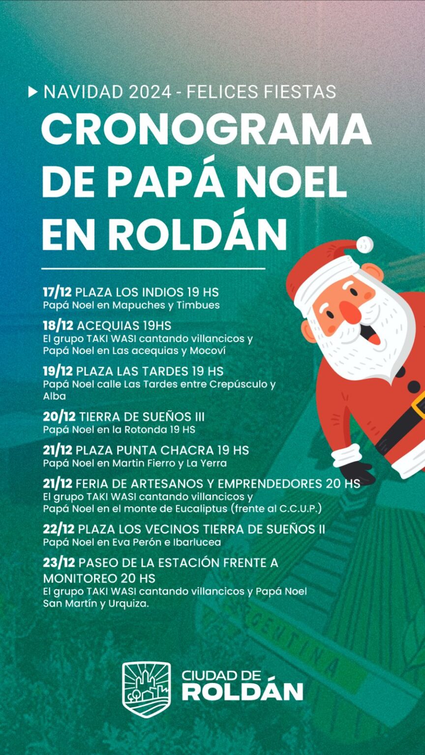 PAPÁ NOEL VISITA LOS BARRIOS DE ROLDÁN – Municipalidad de Roldán